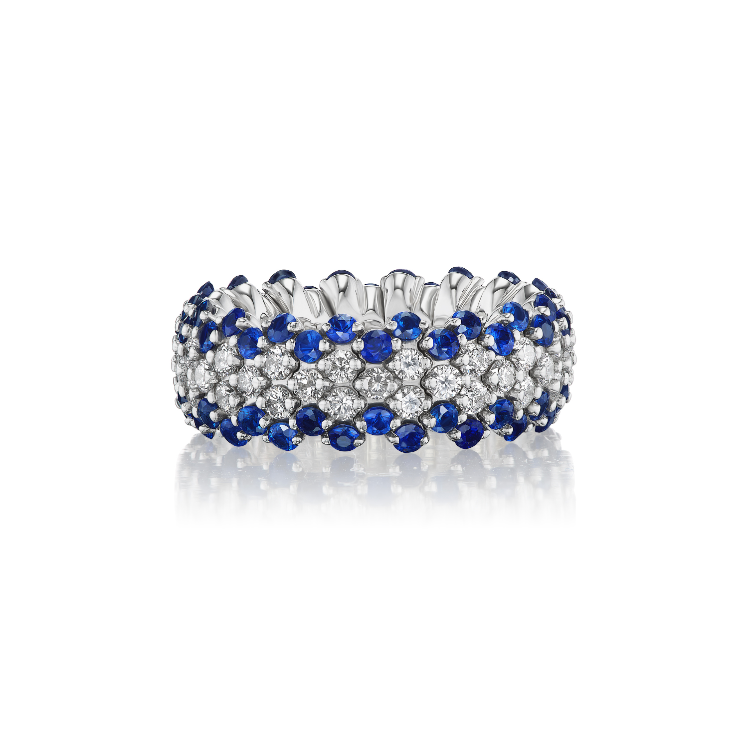 Blue Sapphire Multi Row Stretch Ring – David Weisz
